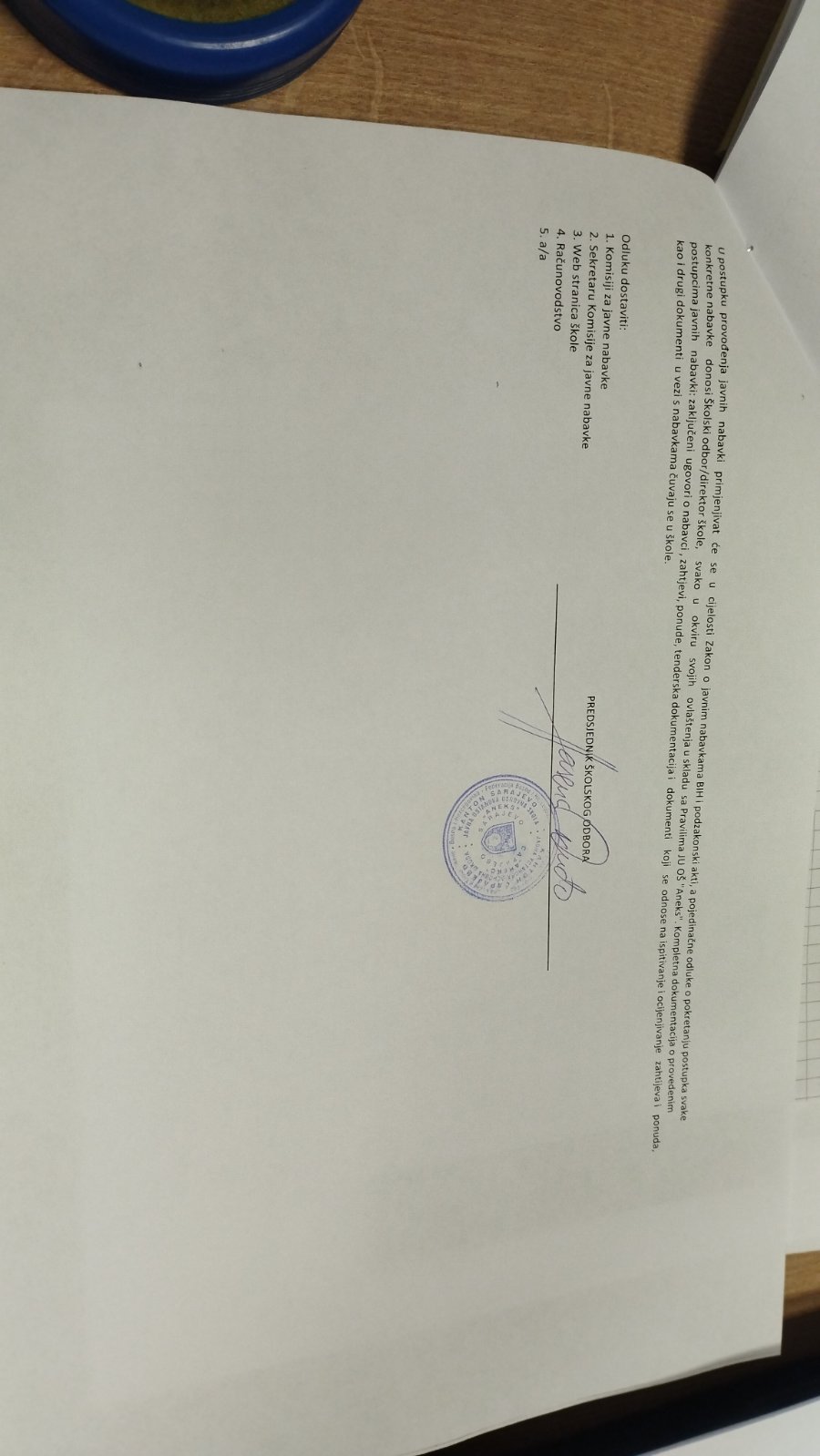 Školski odbor – JU OŠ "Aneks" Sarajevo